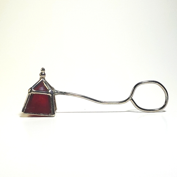 Accents | Vintage Silver And Ruby Red Stained Glass Candle Snuffer ...